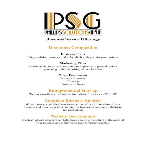 PSG Services | PDF | Business | Business and Finance