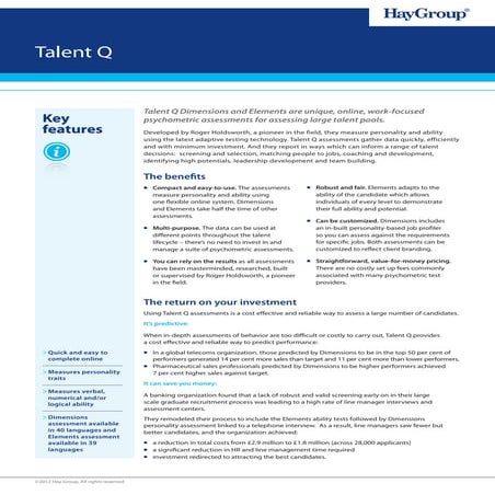 Talent Q Factsheet | PDF