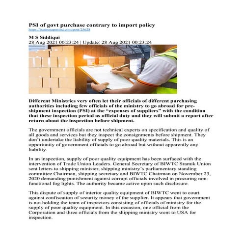 Psi of govt purchase contrary to import policy | PDF