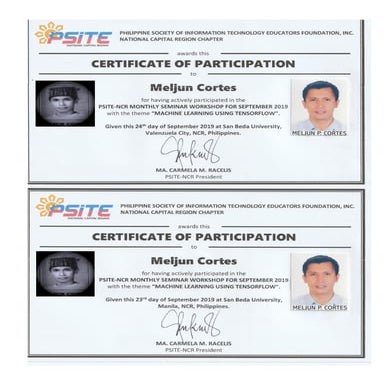 PSITE Certificate MACHINE LEARNING 1st 2019 | PDF