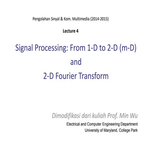 A systematic examination of 2-D signals and systems | PPT