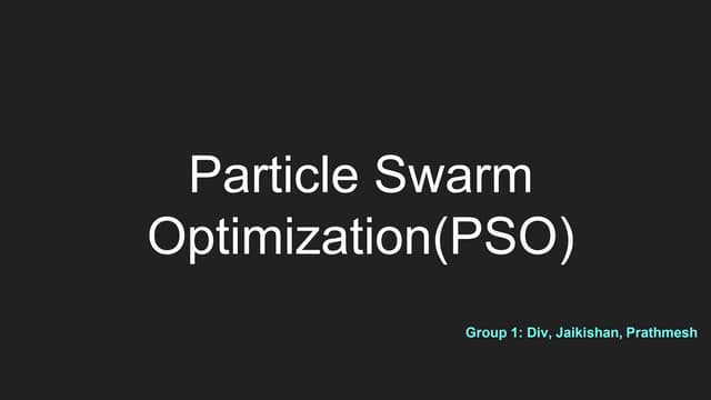 Particle Swarm Optimization Pso Ppt Presentation Pptx Computer Software And Applications