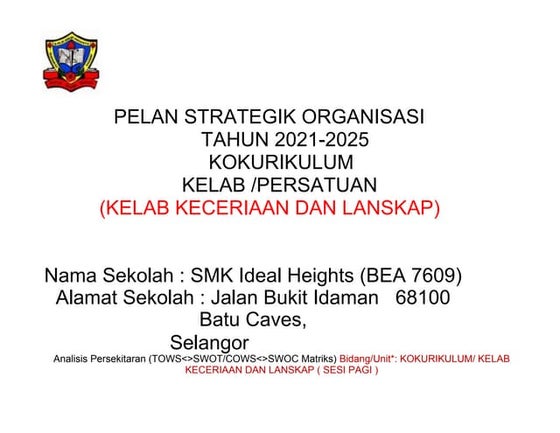 Contoh Perancangan strategik sekolah 2021 | PPT
