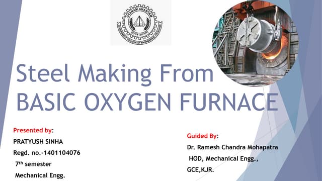 BASIC OXYGEN STEELMAKING (BOS) - The Processing Route (blast furnace ...