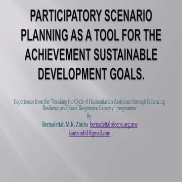 Participatory Scenario Planning as a Tool for the Achievement of the ...