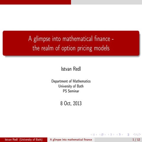 A glimpse into mathematical finance? The realm of option pricing models ...