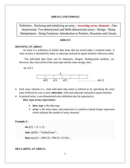Arrays In Data Structure And Algorithm Ppt