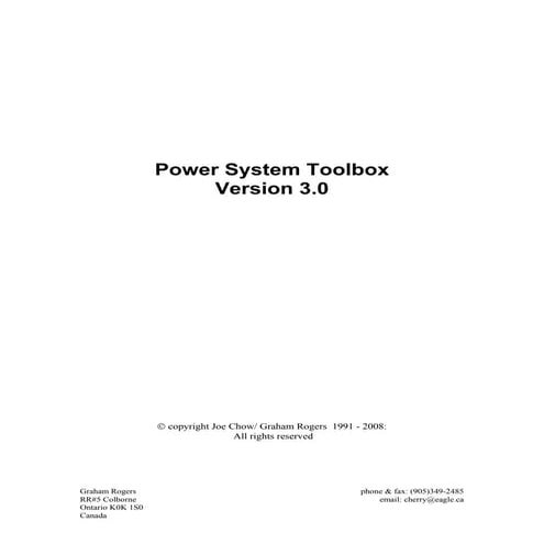 Manual Power System Toolbox | PDF
