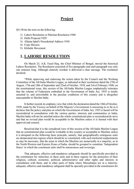 Pakistan resolution 1940 | PPTX | Islam | Religion & Spirituality