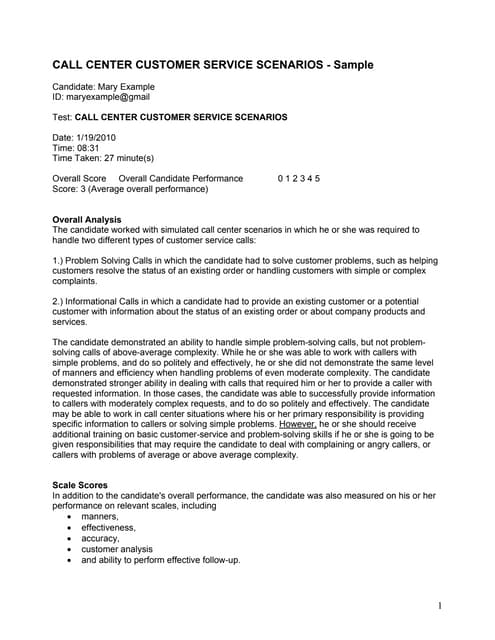 Call center mock calls script sample | DOCX