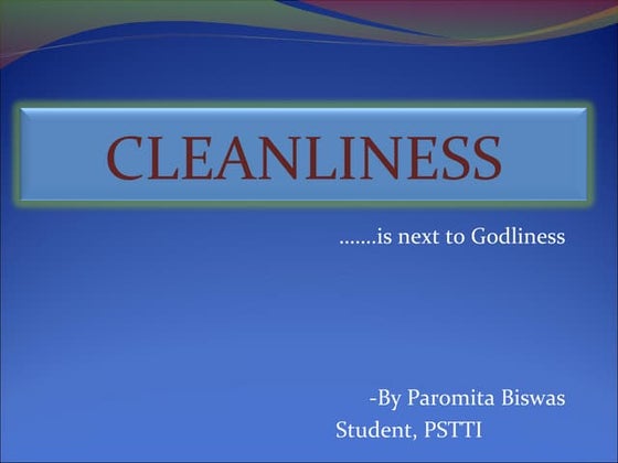 Cleanliness | PPT | Indoor Environmental Quality | Home & Garden