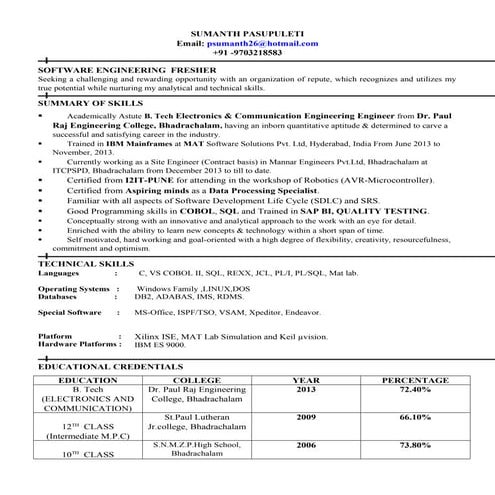 P sumanth resume mf sap | PDF