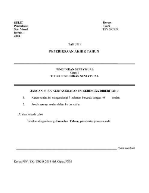 Soalan psv tahun 1,2,3,4,5,6 | DOC