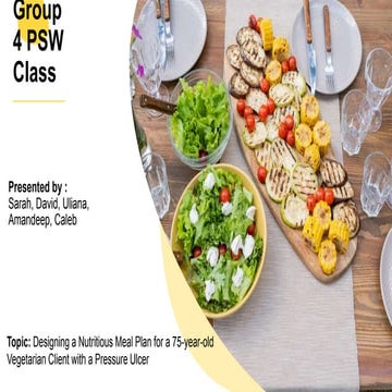 PSW 4 Mrs. Smith Meal Plan for a 75 year old vegetarian with pressure ...