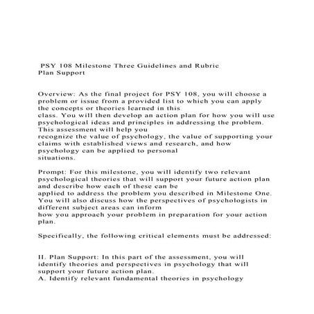 PSY 108 Milestone Three Guidelines and Rubric Plan Suppo.docx