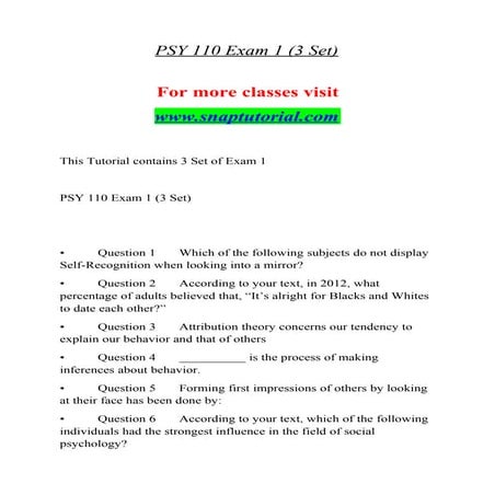 Psy 110 Effective Communication / snaptutorial.com