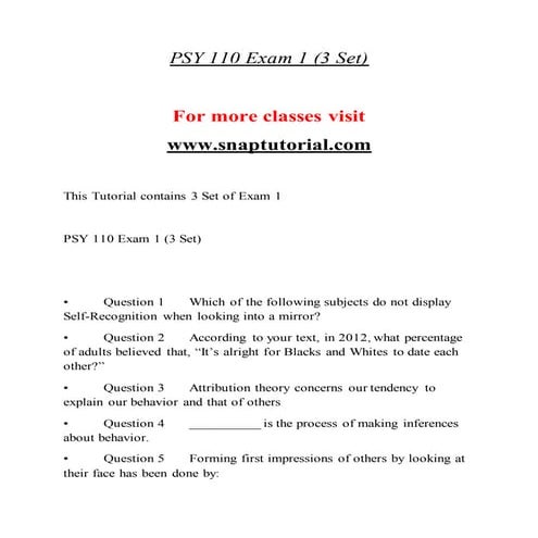 Psy 110 Enhance teaching / snaptutorial.com