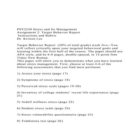 PSY2230 Stress and Its ManagementAssignment 2 Target Beha.docx