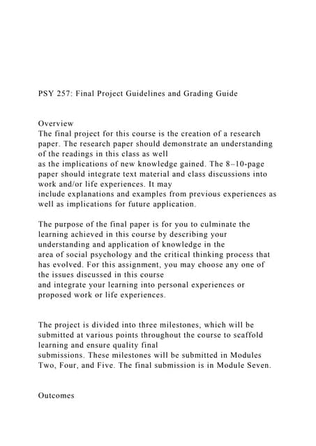 SOC 213 Final Project Part I Guidelines and Rubric Ov.docx | Educational Assessment | Education