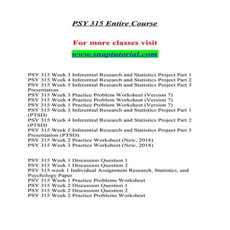 Psy 315 Enhance teaching / snaptutorial.com