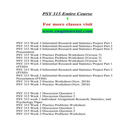 PSY 315 Exceptional Education - snaptutorial.com