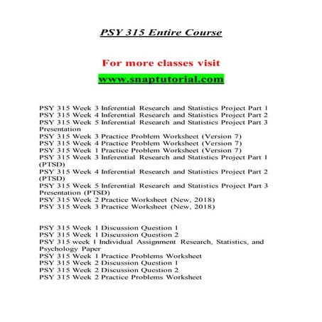 Psy 315 psy315 | PDF