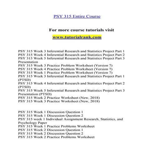 Psy 315 psy315 | PDF