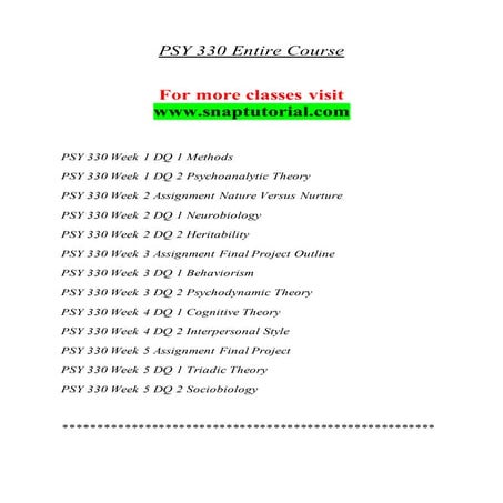 Psy 330 Education Organization-snaptutorial.com