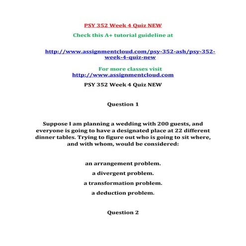 Psy 352 week 4 quiz new | PDF