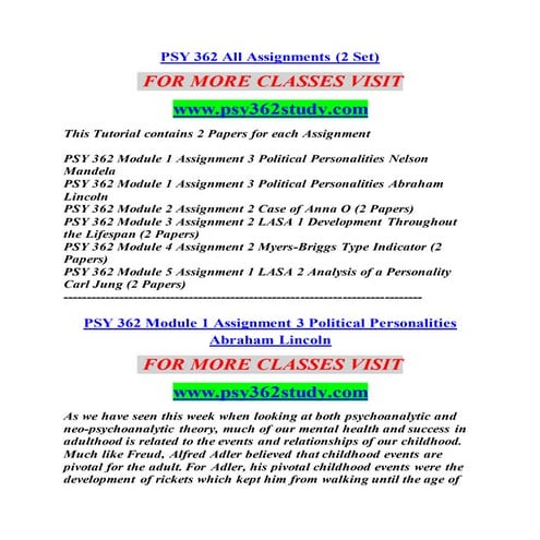 PSY 362 STUDY Become Exceptional--psy362study.com