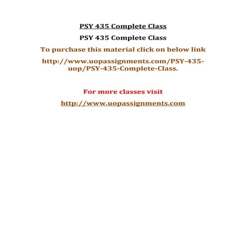 Psy 435 complete class | PDF