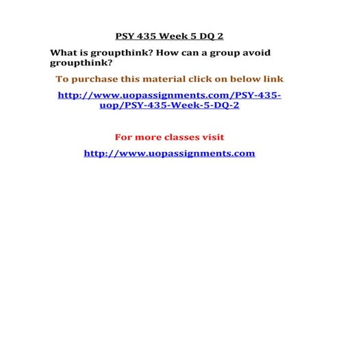 Psy 435 week 5 dq 2 | DOC