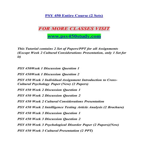 PSY 450 STUDY Inspiring Innovation--psy450study.com
