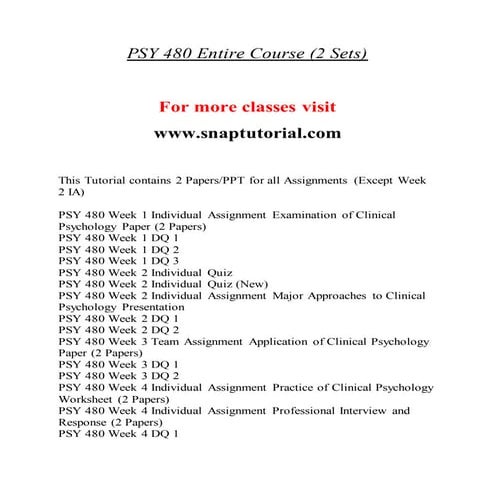 PSY 480 Education Specialist / snaptutorial.com