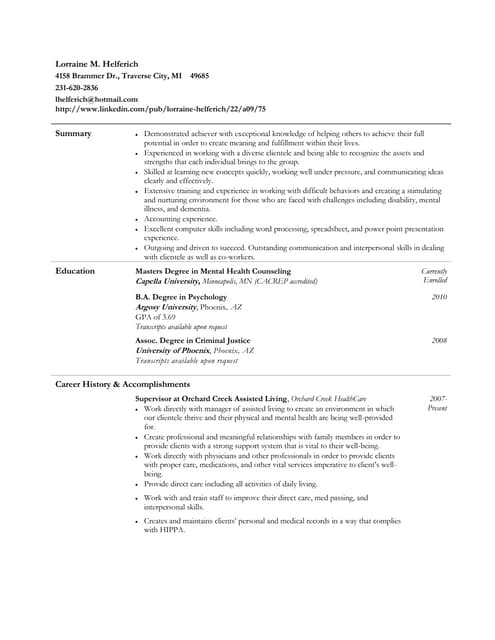 Biography and career history of Heather Paskewich | PDF