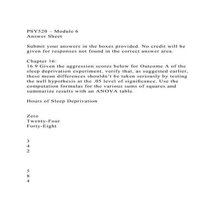 PSY520 – Module 6Answer SheetSubmit your answers in the boxe.docx