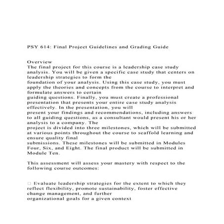 PSY 614 Final Project Guidelines and Grading Guide O.docx
