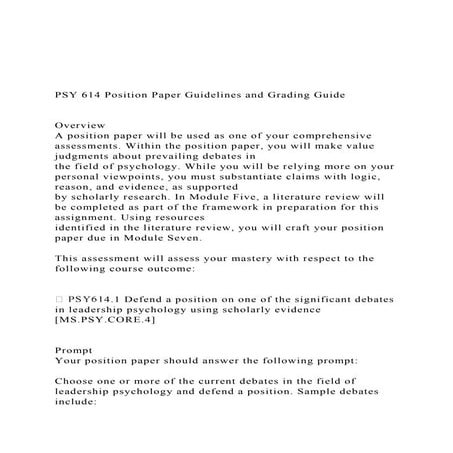PSY 614 Position Paper Guidelines and Grading Guide O.docx