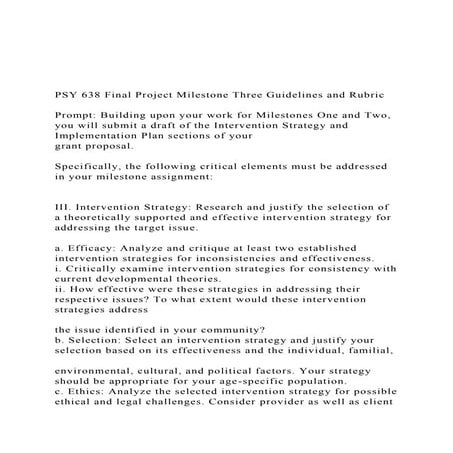 PSY 638 Final Project Milestone Three Guidelines and Rubric .docx
