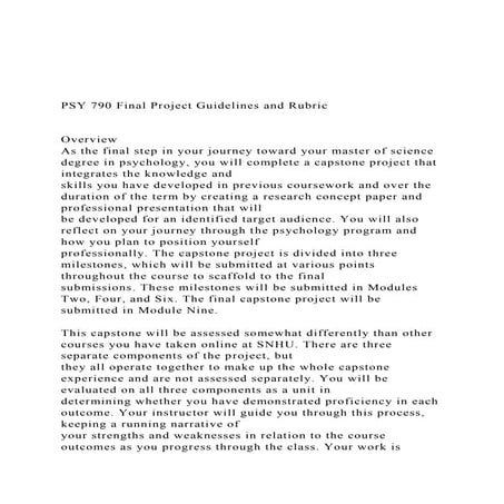 PSY 790 Final Project Guidelines and Rubric Overview .docx | Educational Assessment | Education