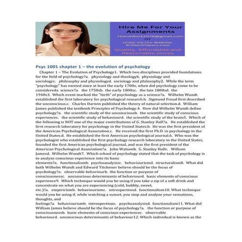 Psyc 1001 chapter 1 the evolution of psychology.docx