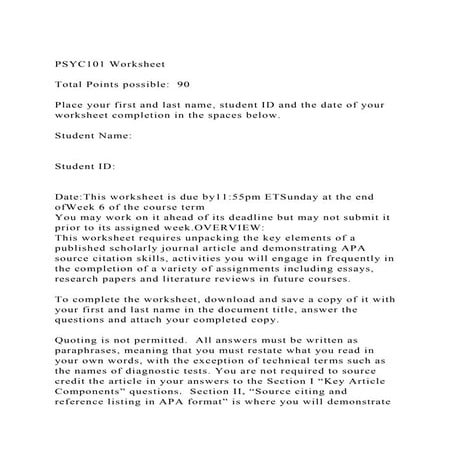 PSYC101 WorksheetTotal Points possible 90Place your firs.docx