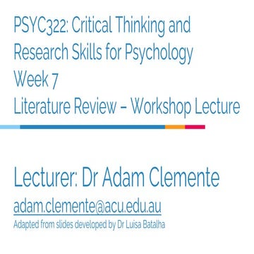 PSYC322 Literature Review Lecture Slides | PPT