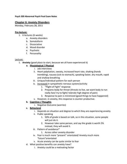 Psych 309 abnormal psych final exam notes | PDF Psych 309 abnormal psych final exam notes | PDF