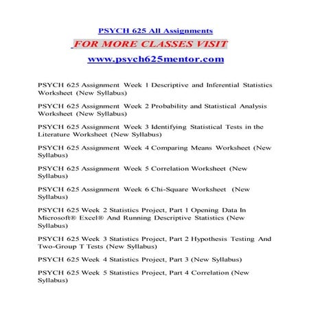 PSYCH 625 MENTOR Redefined Education--psych625mentor.com