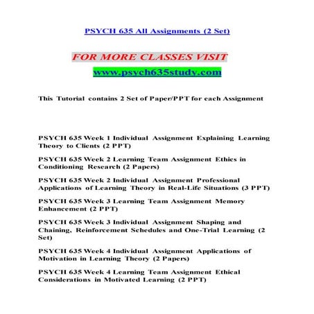 PSYCH 635 STUDY Education Your Life / psych635study.com | Homework and Study | Education