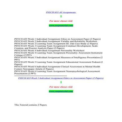 PSYCH 655 Massive Success / snaptutorial.com
