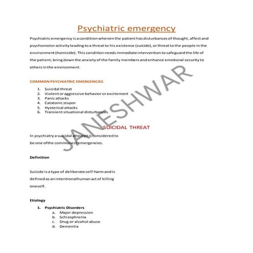 psychiatric emergency. | DOCX