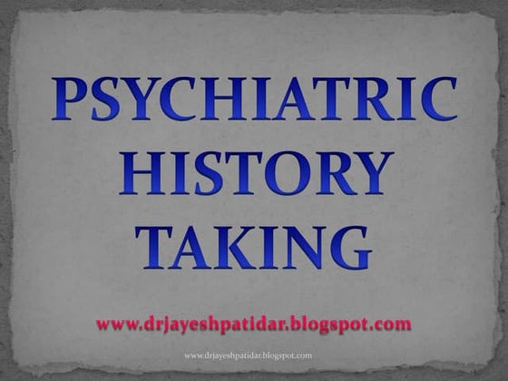 History collection format in psychiatric Nursing (Courtesy Department ...