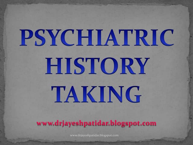 History collection format in psychiatric Nursing (Courtesy Department ...
